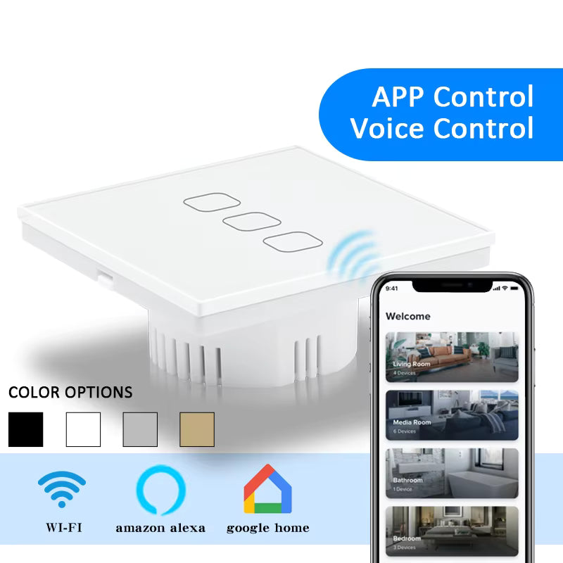 Smart Home Wi-Fi Touch Switch |Dimmable Sensor 1Gang Multi Way Tuya ...